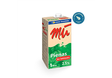 UAT pienas MŪ be laktozės, 2,5% rieb., 1 l